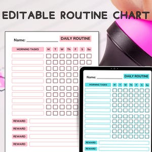 Daily Routine Chart Printable Template Morning Planner System Time ...