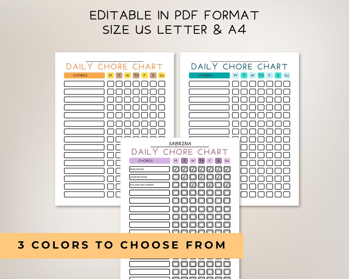 Colorful Kids Chore Chart Fun Family Chore Chart Homeschool Planner ...