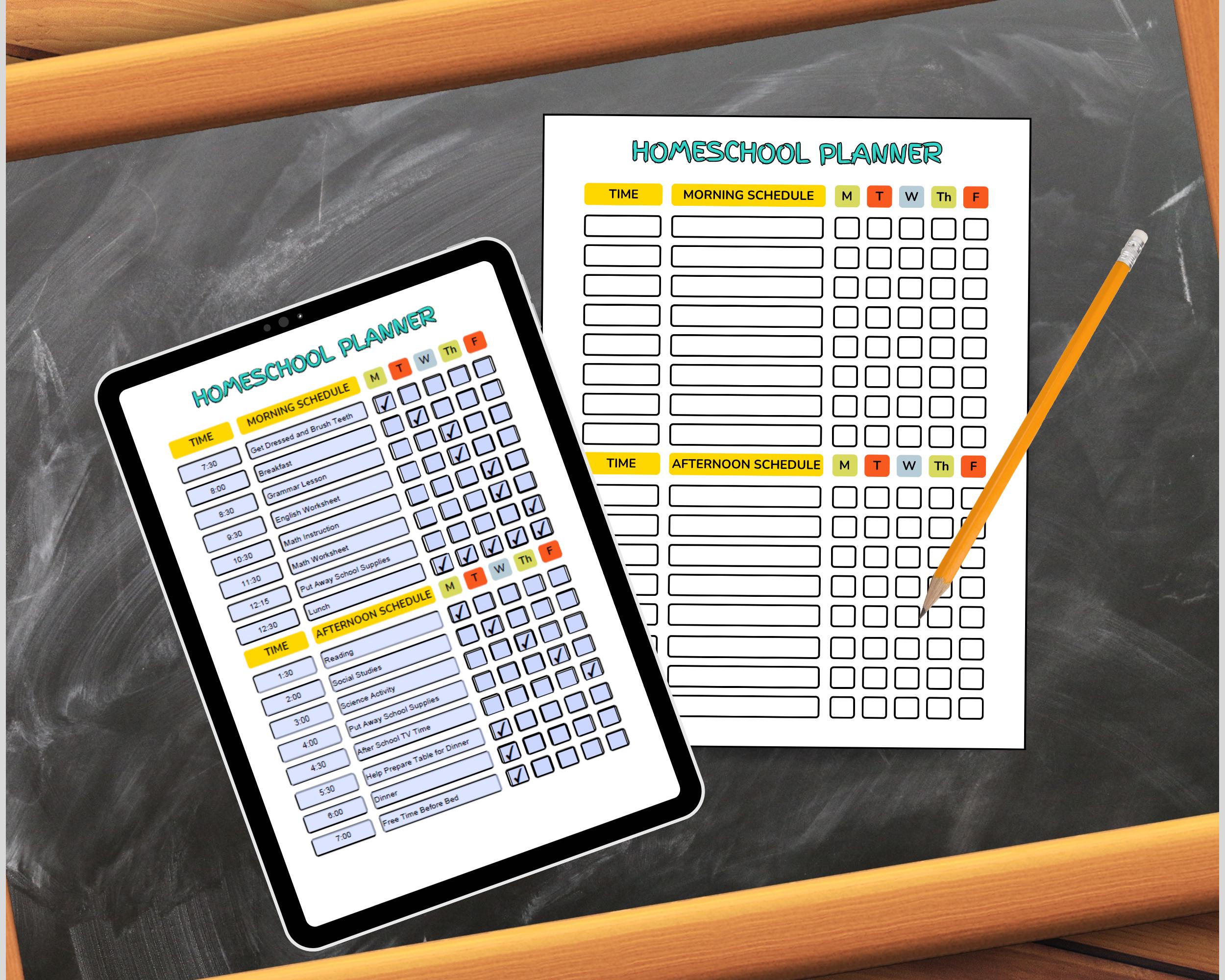 Homeschool Weekly Planner Printable Template Student Schedule Morning ...