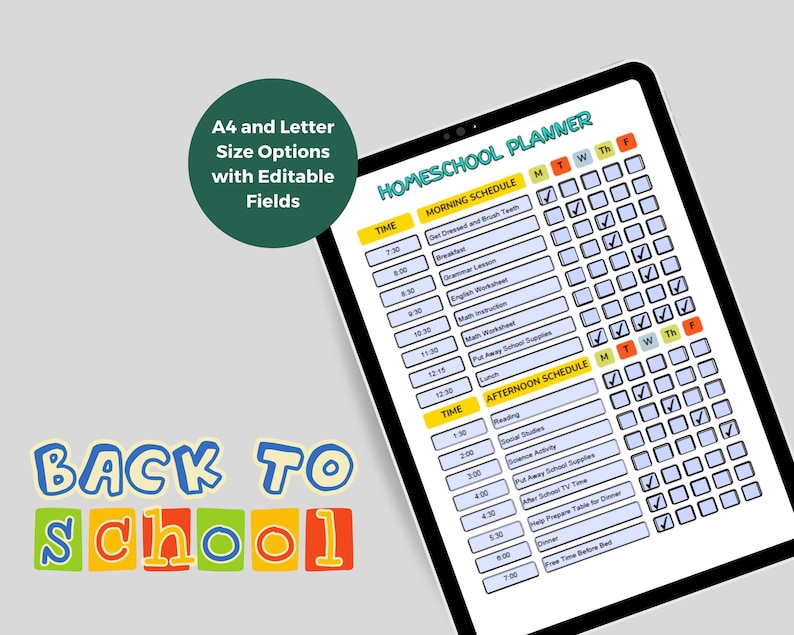 Homeschool Weekly Planner Printable Template Student Schedule Morning ...
