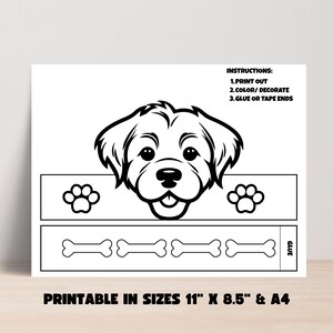 Printable Dog Paper Crown Craft – Coloring Page for Kids | Dog Headband ...