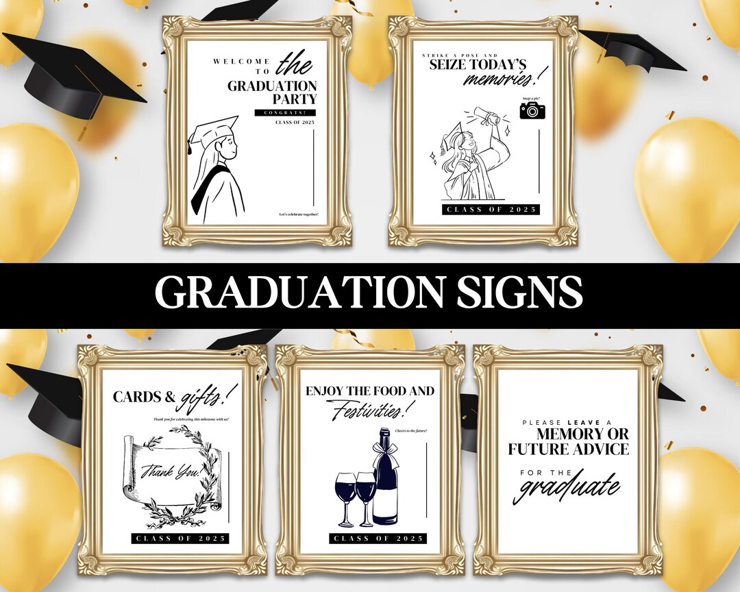 Graduation Yard Sign Bundle | Class of 2025 Grad Party Signs ...