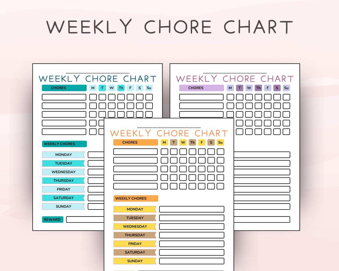 Editable Weekly Chore Chart for Kids & Adults | Printable Routine ...