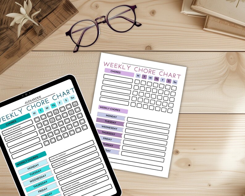 Editable Weekly Chore Chart for Kids & Adults | Printable Routine ...