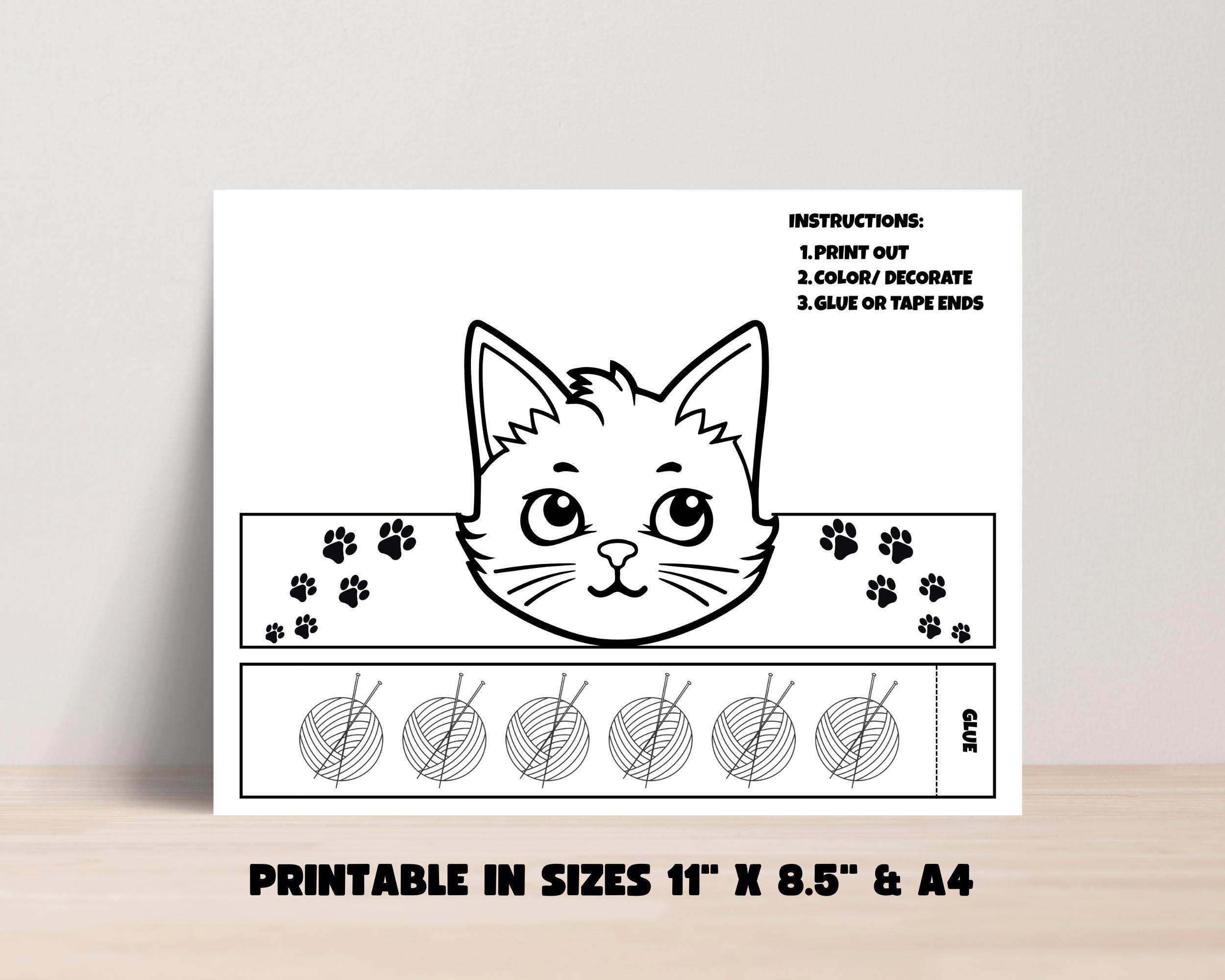 Cat Paper Crown Craft for Kids – Printable Cat Headband Coloring ...