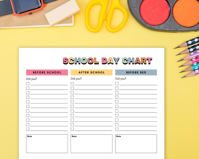 School Day Checklist for Kids – Fillable & Printable Daily Routine ...
