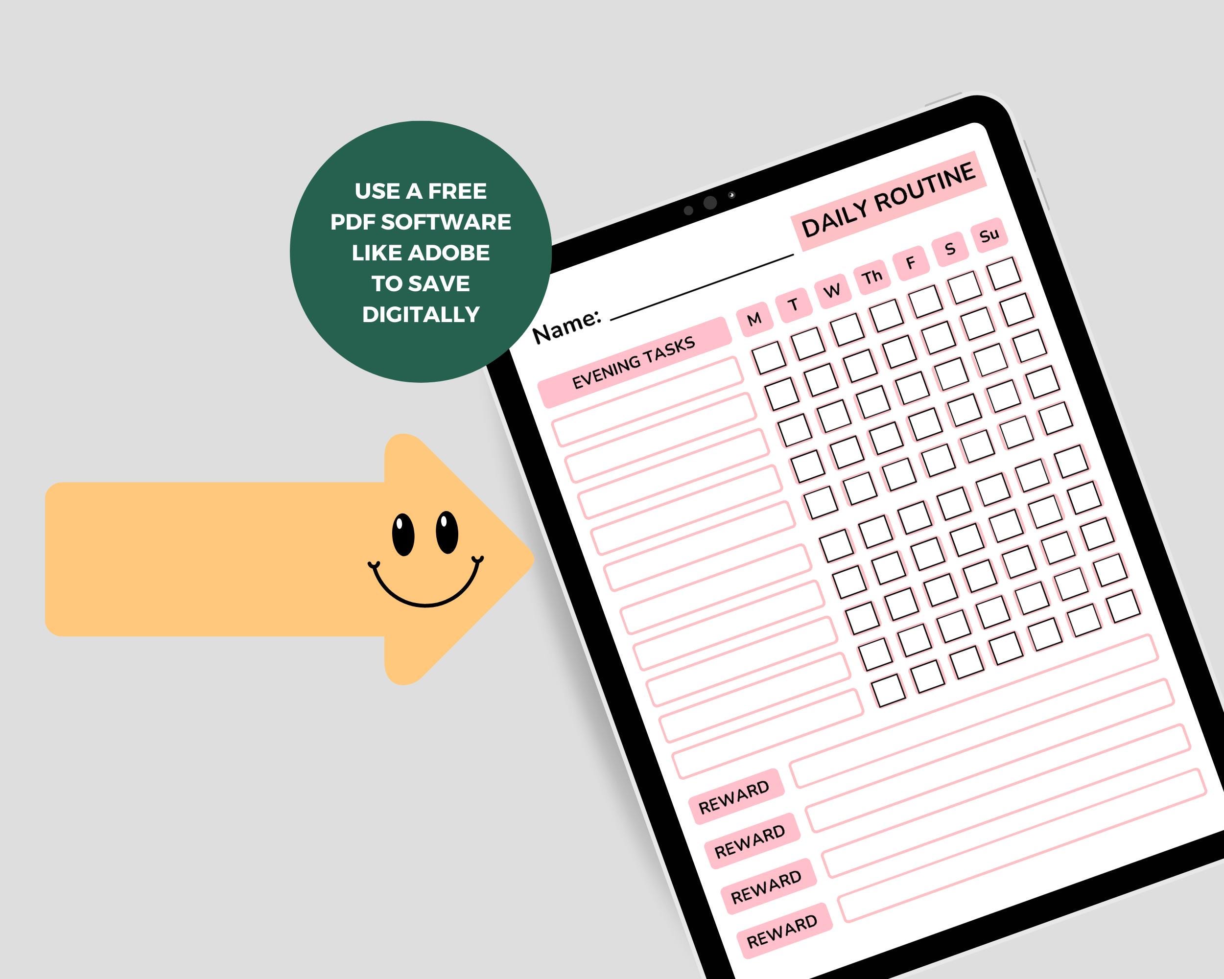Daily Routine Chart Printable Template Morning Planner System Time ...