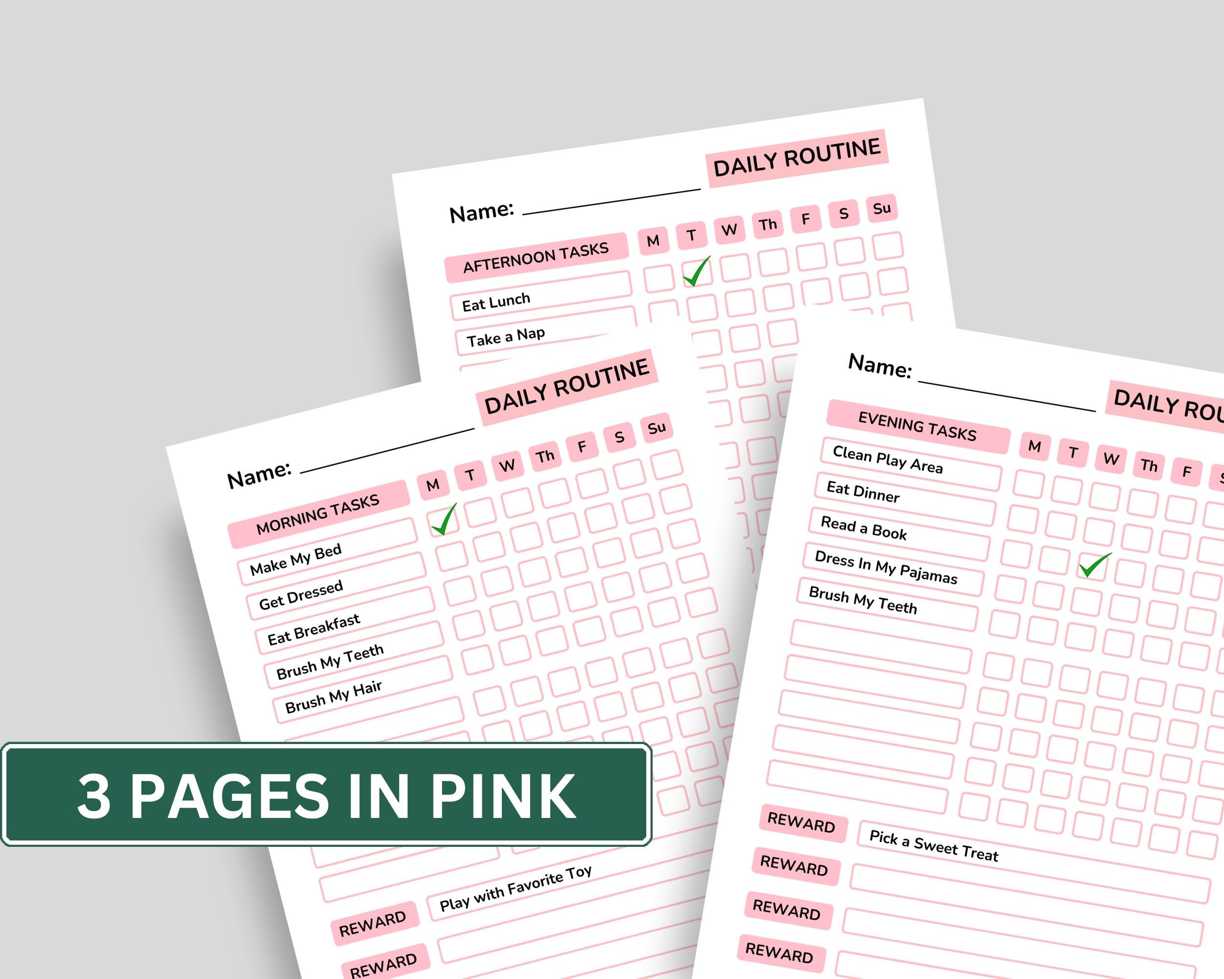 Daily Routine Chart Printable Template Morning Planner System Time ...