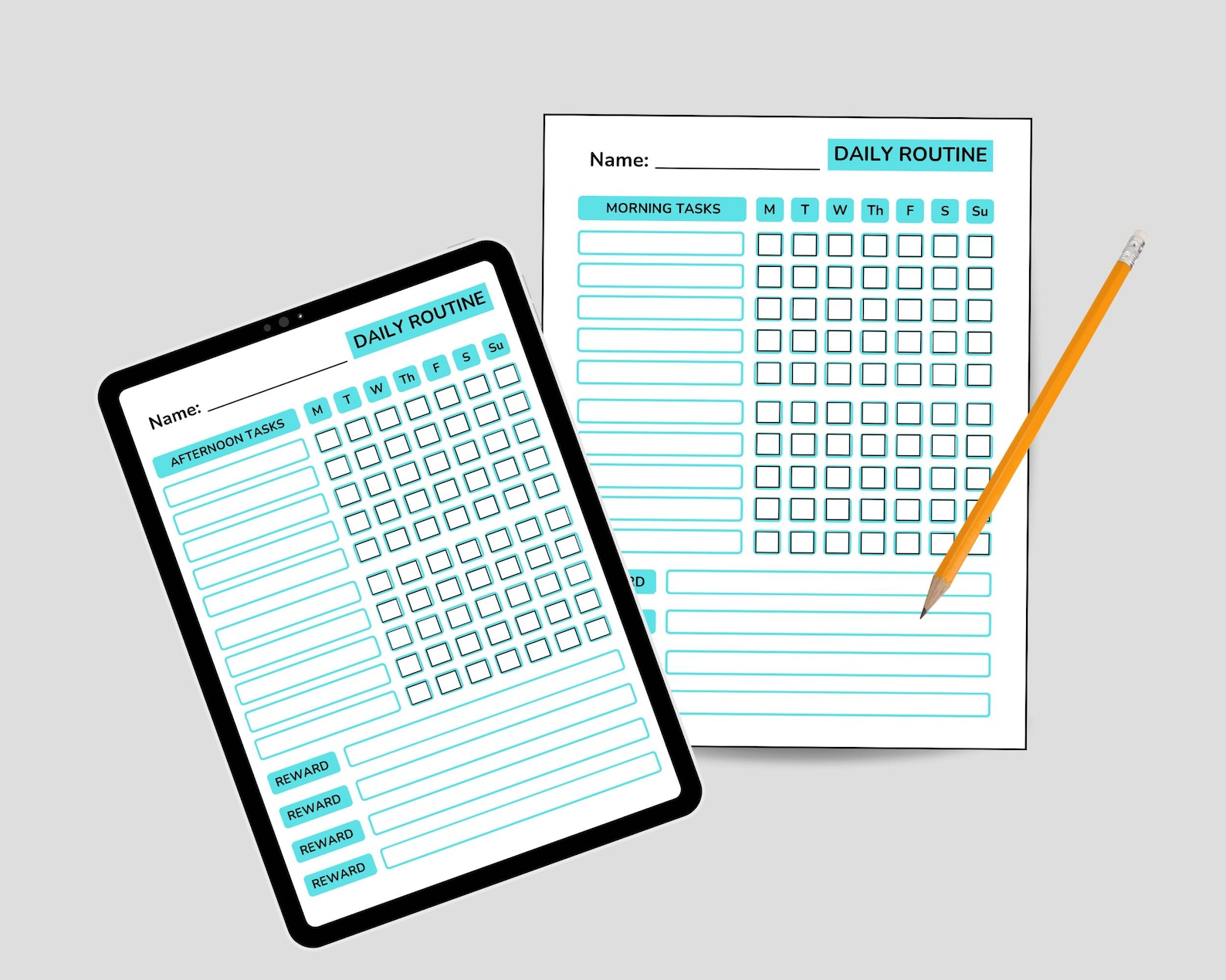 Daily Routine Chart Printable Template Morning Planner System Time ...