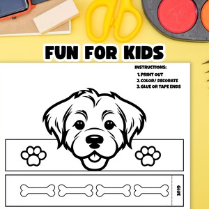 Printable Dog Paper Crown Craft – Coloring Page for Kids | Dog Headband ...