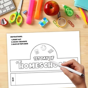 First Day of Homeschool Crown, Printable Coloring Hat for Kids, 1st Day ...