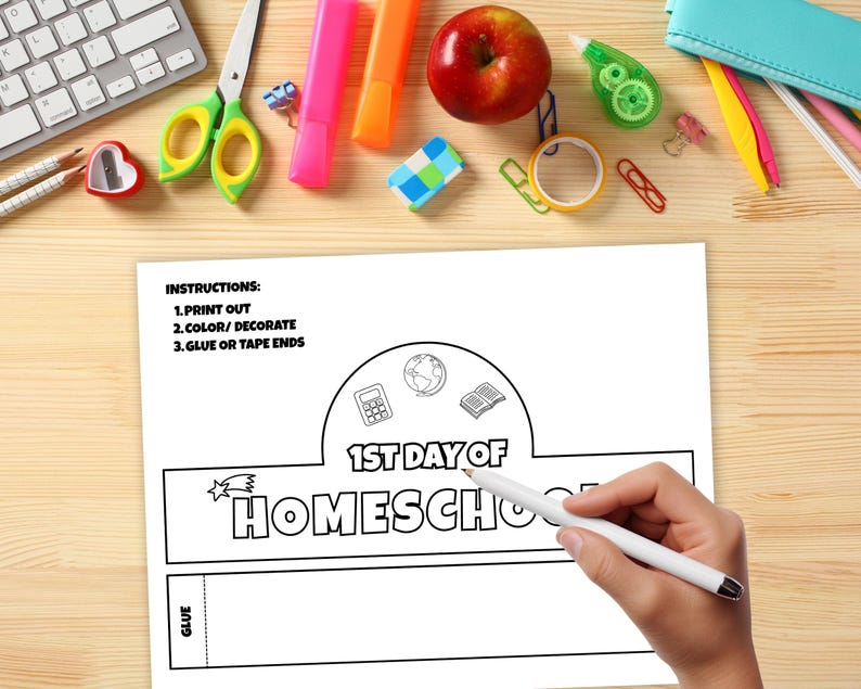First Day of Homeschool Crown, Printable Coloring Hat for Kids, 1st Day ...