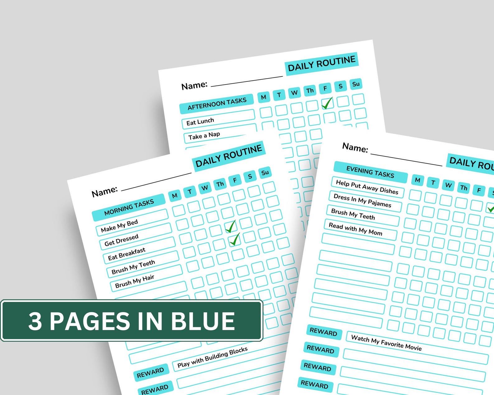 Daily Routine Chart Printable Template Morning Planner System Time ...