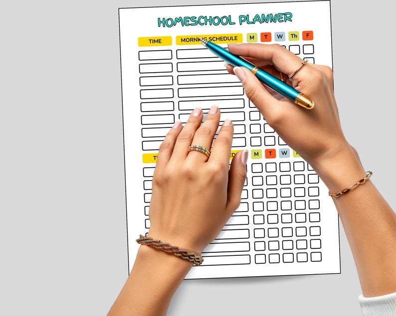 Homeschool Weekly Planner Printable Template Student Schedule Morning ...