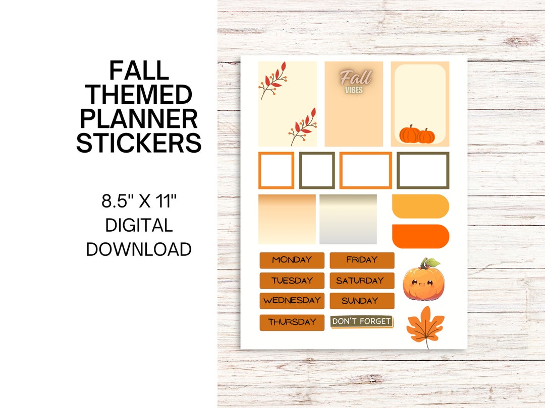 Fall Planner Printable Stickers Autumn Calendar Decor - Etsy