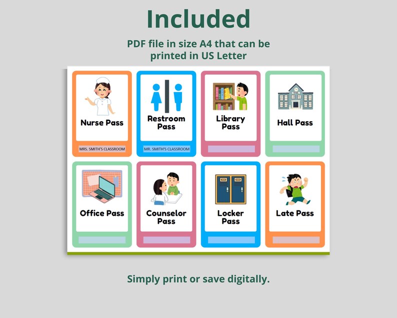 Editable Hall Passes Set for Teachers Resources | Personalized ...