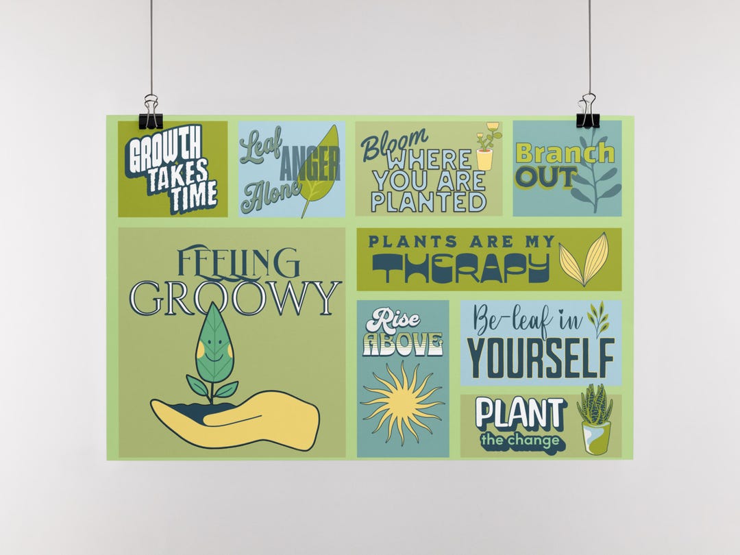 Color Block Plant Pun Matte Poster, Mental Health Awareness Wall Art ...
