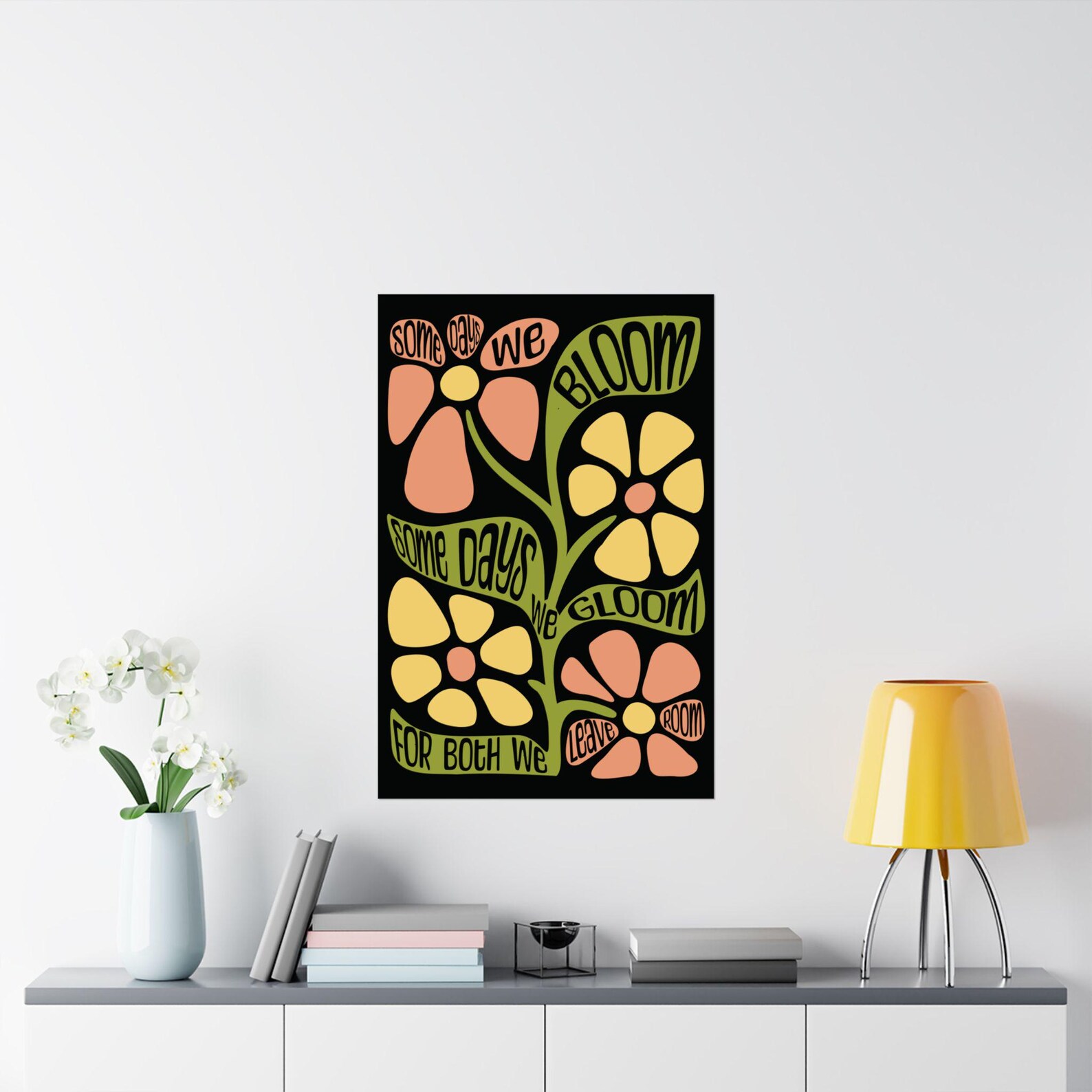 Mental Health Awareness Wall Art Poster, Modern Art Floral, Some Days ...