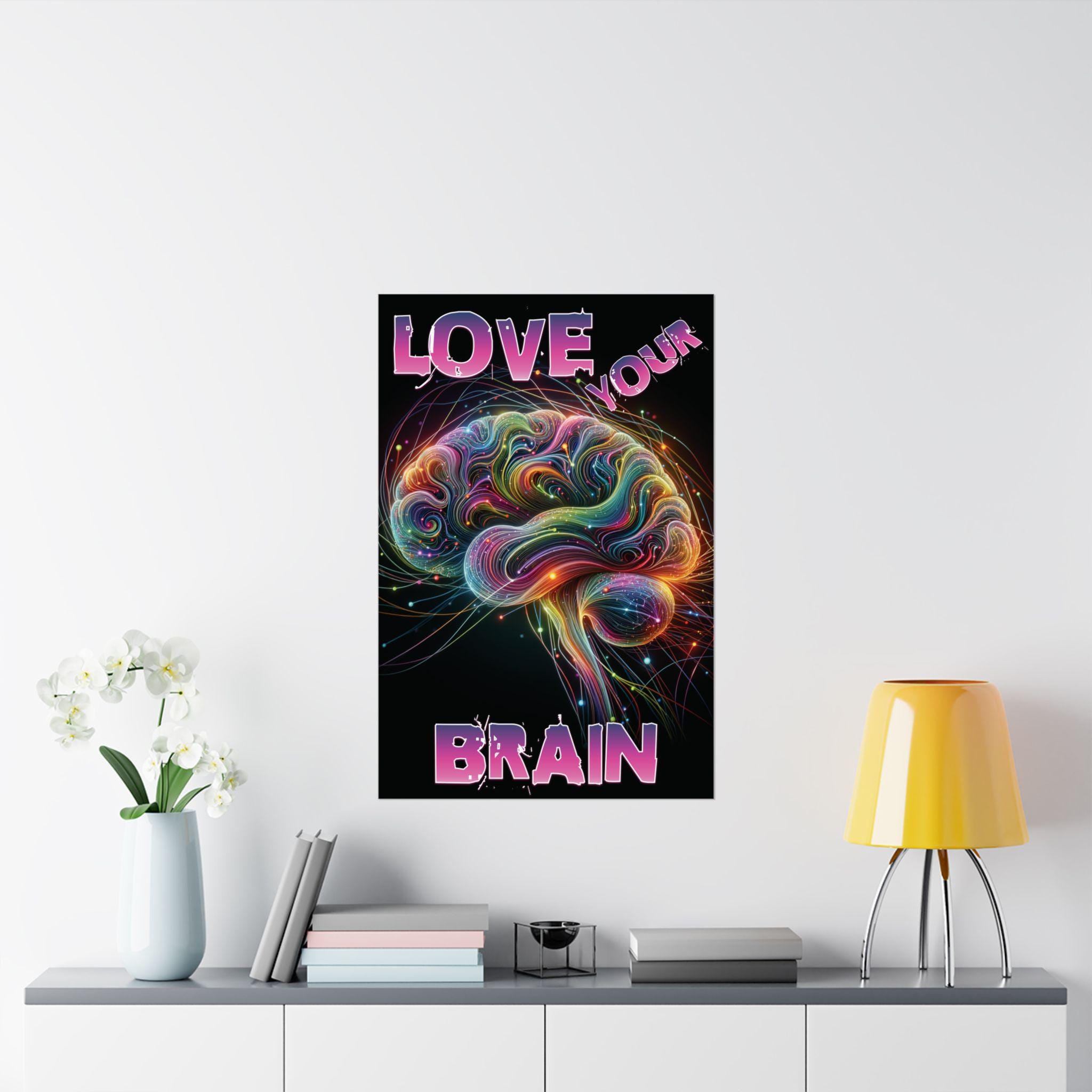 Love Your Brain Poster, Mental Health Awareness Poster, Brain Anatomy ...
