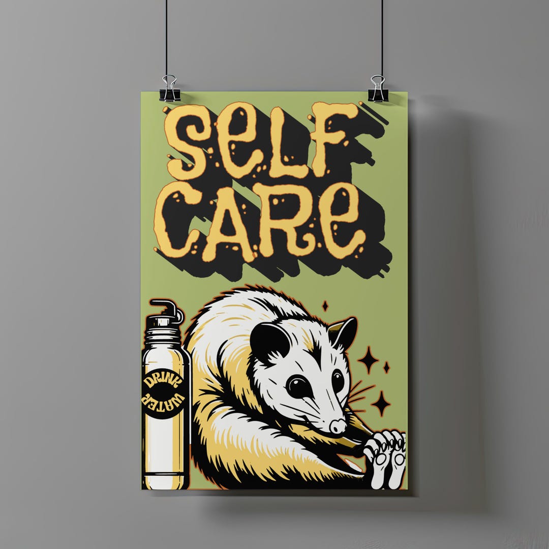 Poster, Self Care Reminder Wall Art, Exercise and Drink Water ...