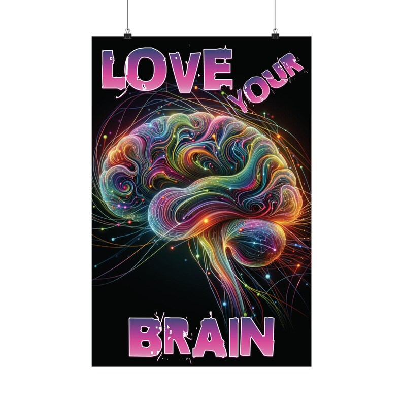 Love Your Brain Poster, Mental Health Awareness Poster, Brain Anatomy ...