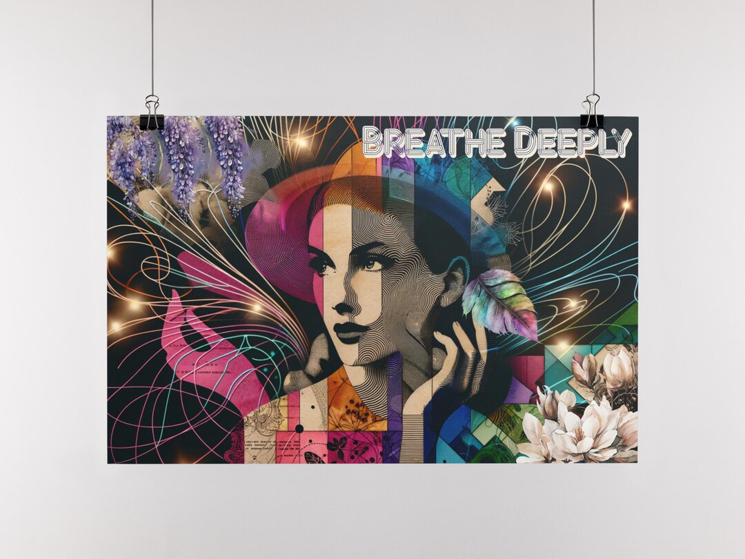 Mental Health Poster, Breathe Deeply Art Print, Matte Horizontal ...