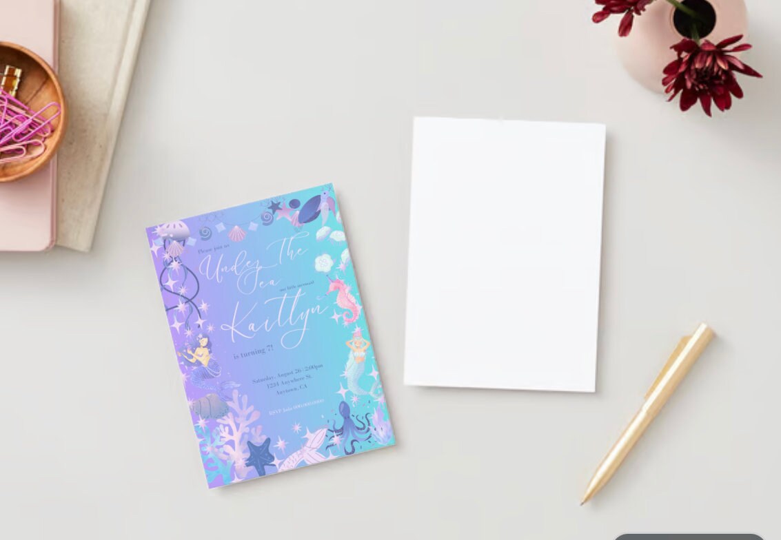 Mermaid Invitation Template - Etsy