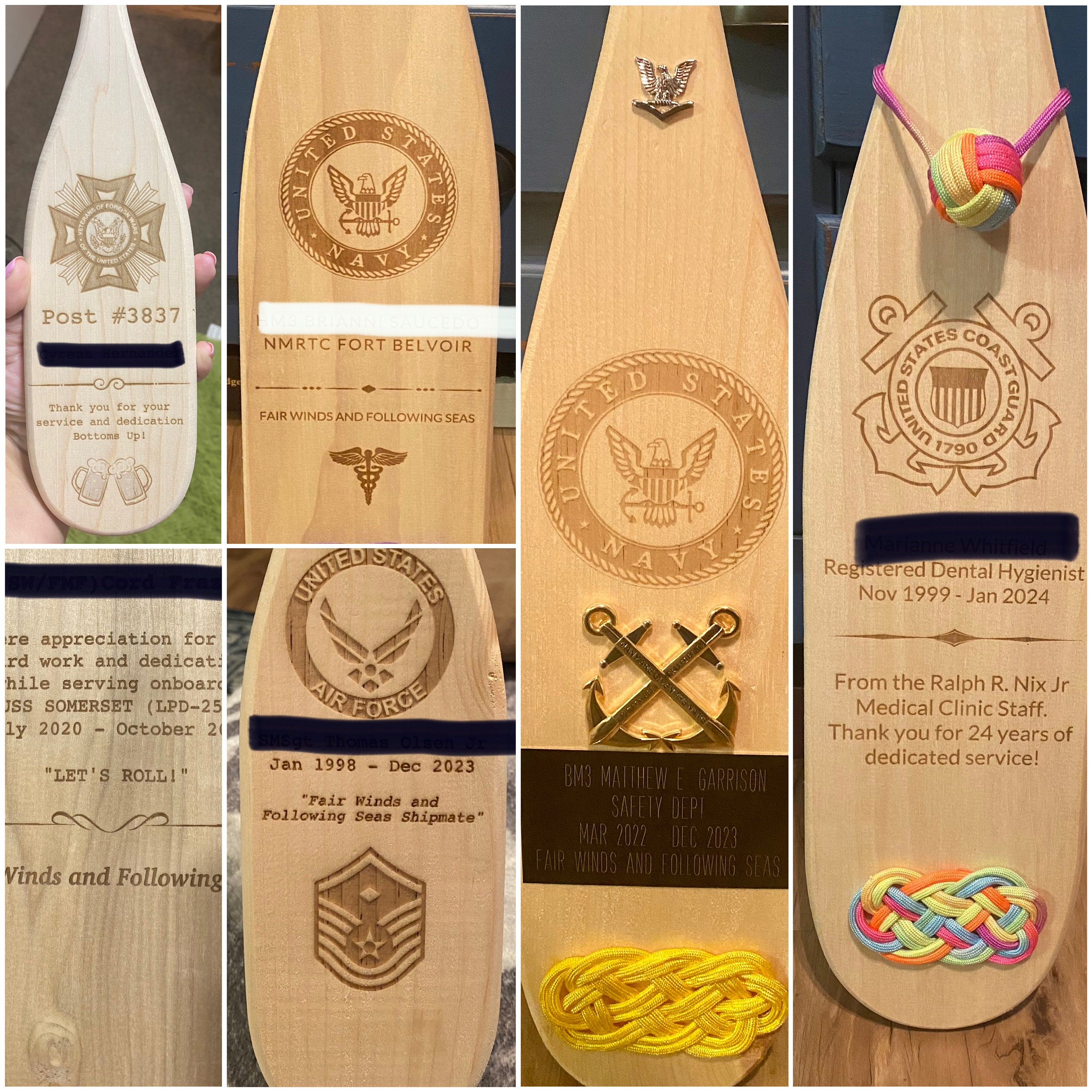CUSTOM 36or 3FT Poplar Wood Paddle Wrapped With 2 or More Colors. A ...