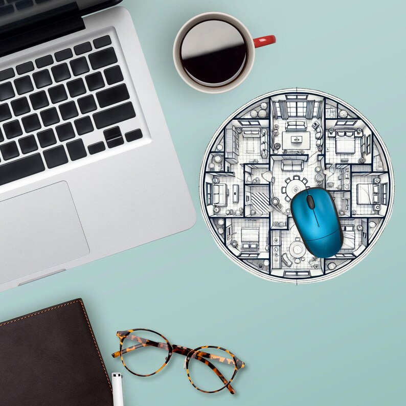 Blueprint Desk Mat Architectural Mouse Pad Blueprint Mouse Pad for ...