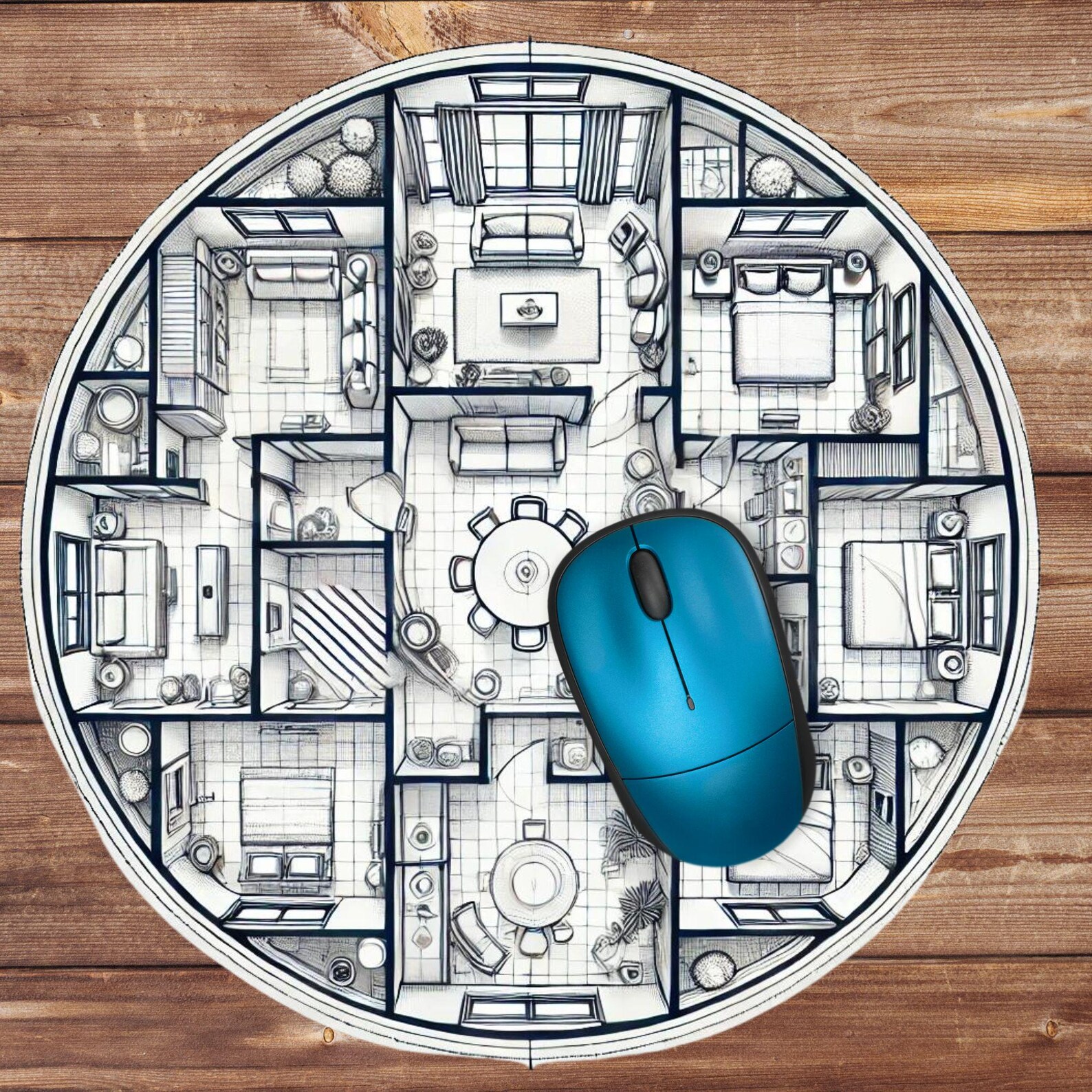 Blueprint Desk Mat Architectural Mouse Pad Blueprint Mouse Pad for ...