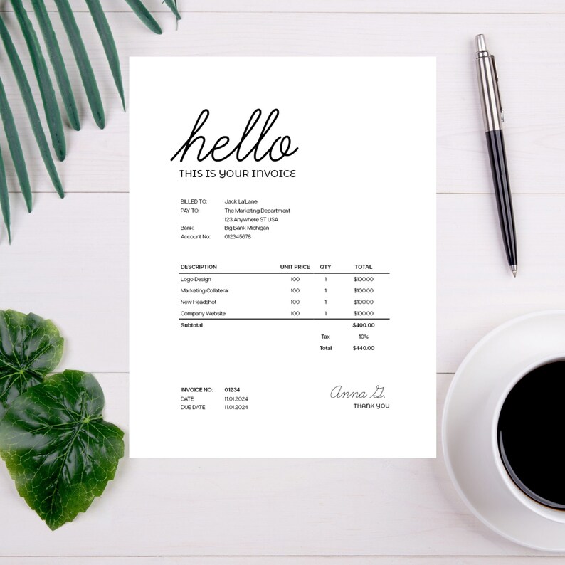 Freelance Invoice Form for Adobe Indesign Template Invoice for ...