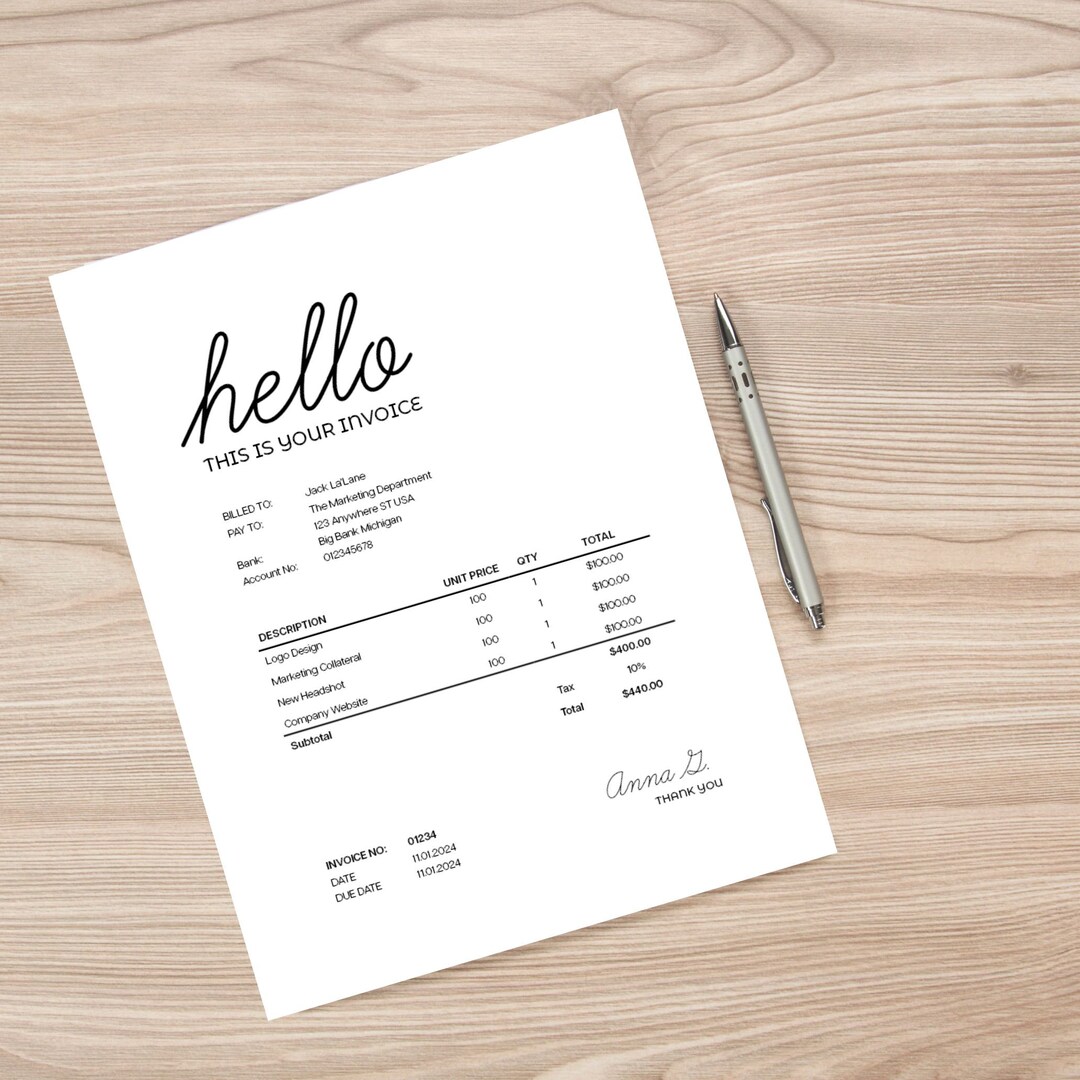 Freelance Invoice Form for Adobe Indesign Template Invoice for ...