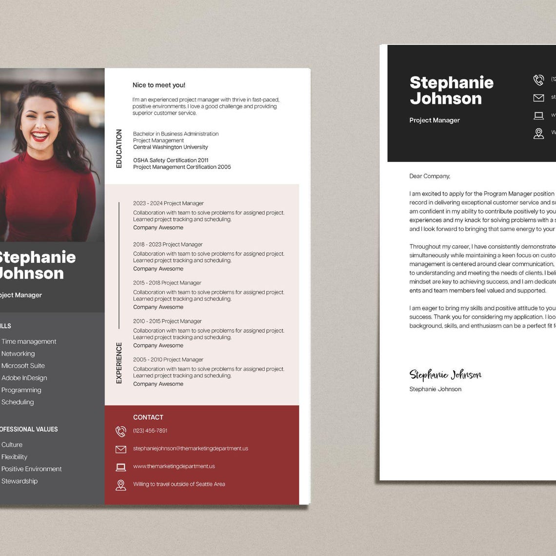 Professional Resume Template With Photo for Indesign Resume and Cover Letter, Modern Resume CV ...