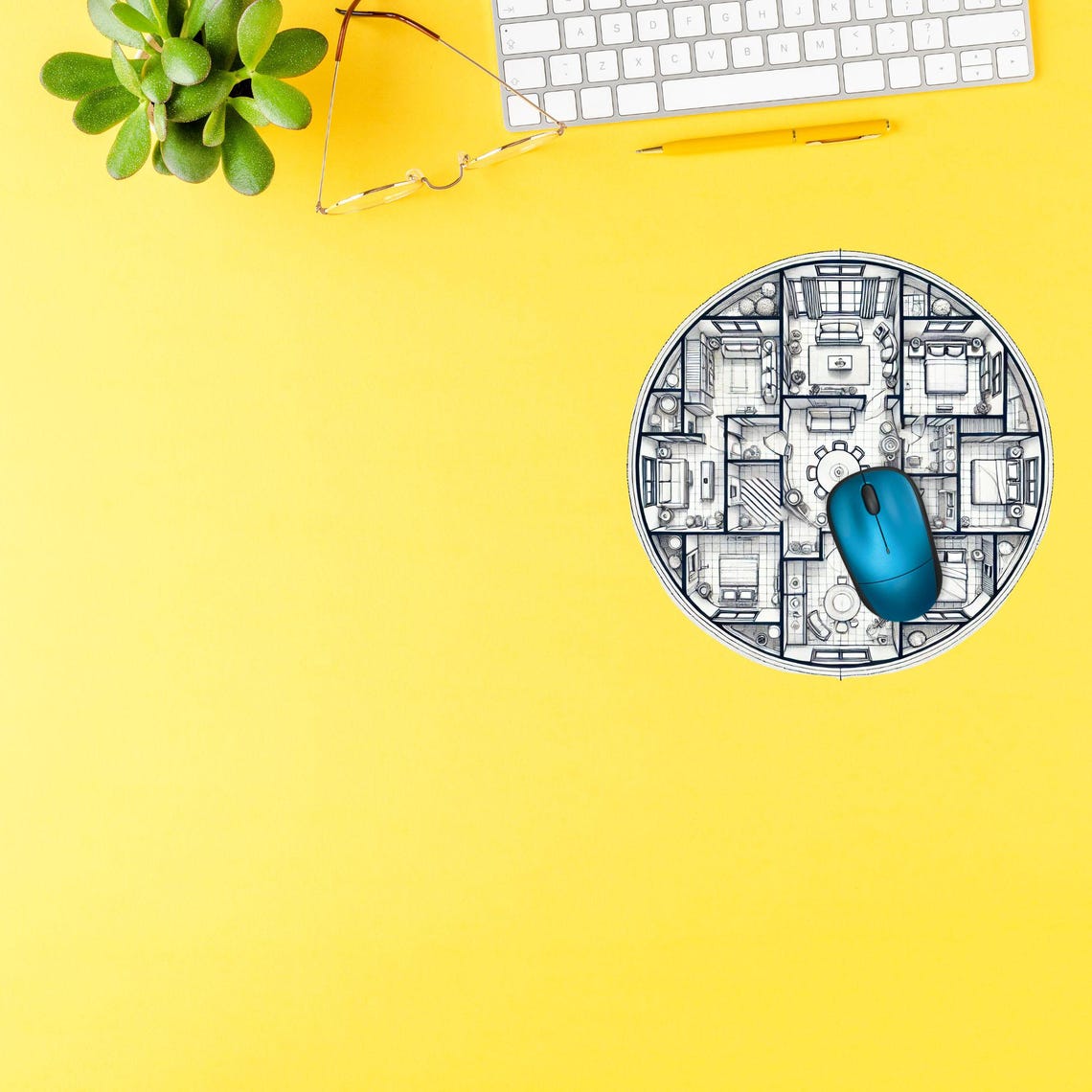 Blueprint Desk Mat Architectural Mouse Pad Blueprint Mouse Pad for ...