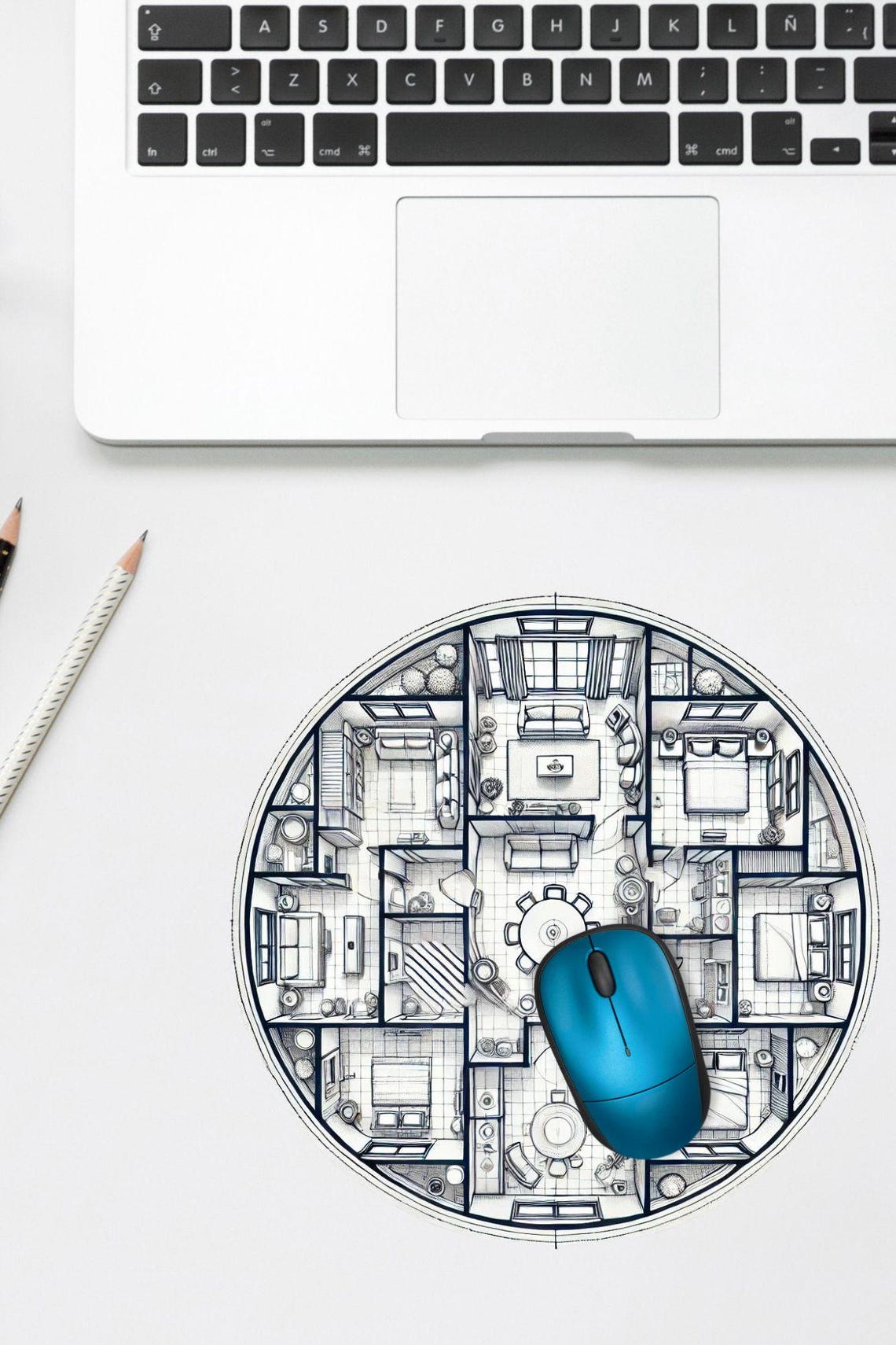 Blueprint Desk Mat Architectural Mouse Pad Blueprint Mouse Pad for ...