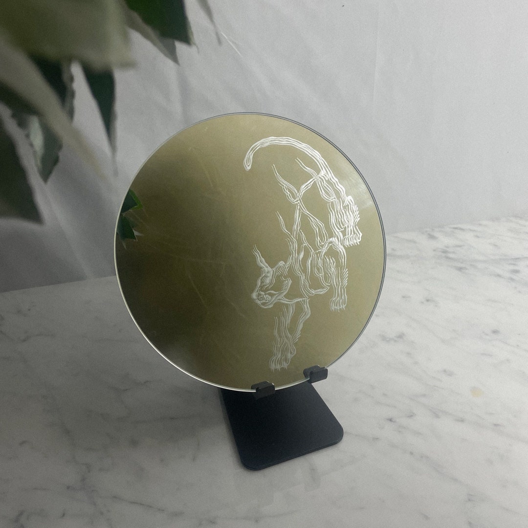 Custom Hand Engraved Mirror Panther Tattoo Design - Etsy