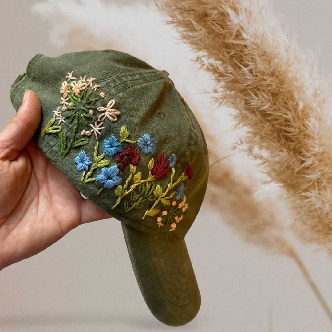 Hand Embroidered Baseball-caps - Etsy