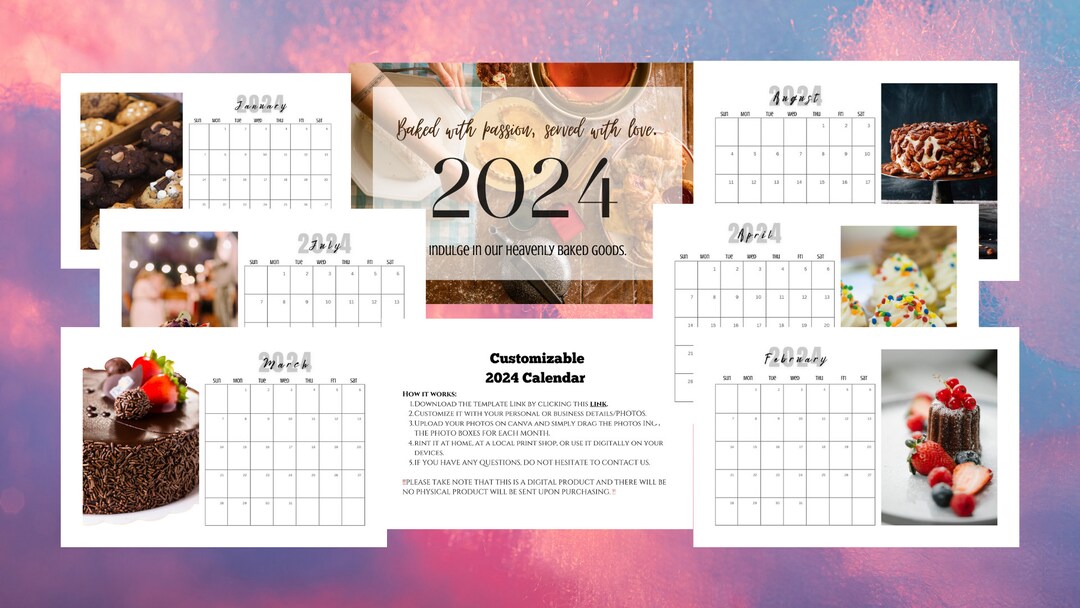 2024 Calendar Customizable 2024 Calendar canva Template for 2024 ...