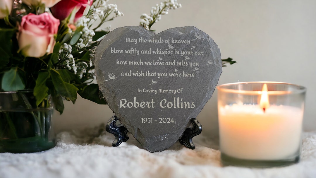Memorial Slate Stone Slab - Personalised Engraved Grave Stone - Plaque ...