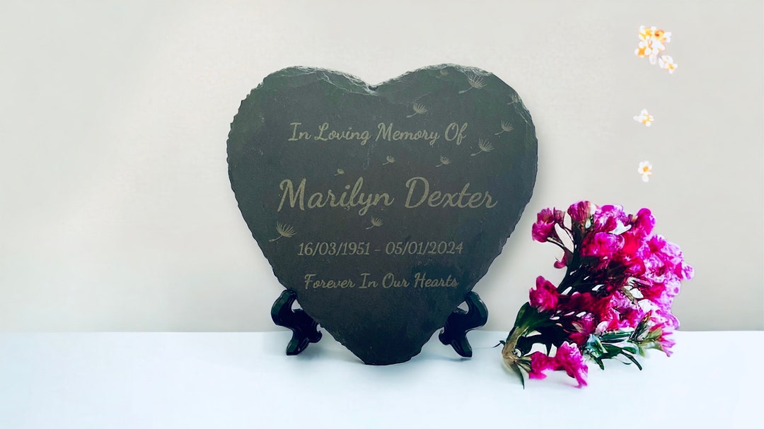 Memorial Slate Stone Slab - Personalised Engraved Grave Stone - Plaque ...