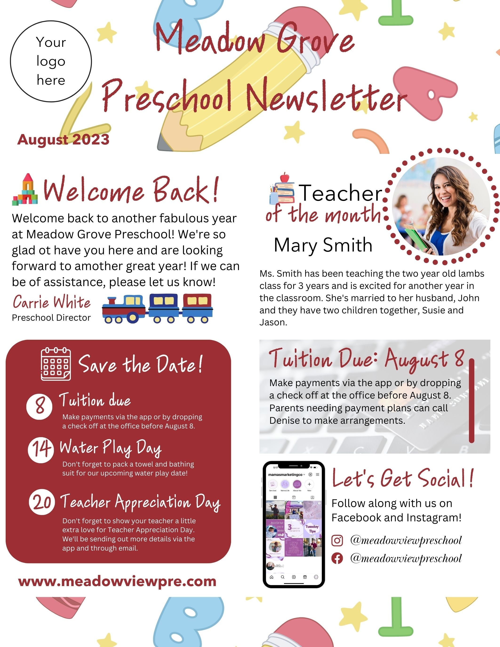 Editable Preschool Monthly Newsletter Template - Etsy