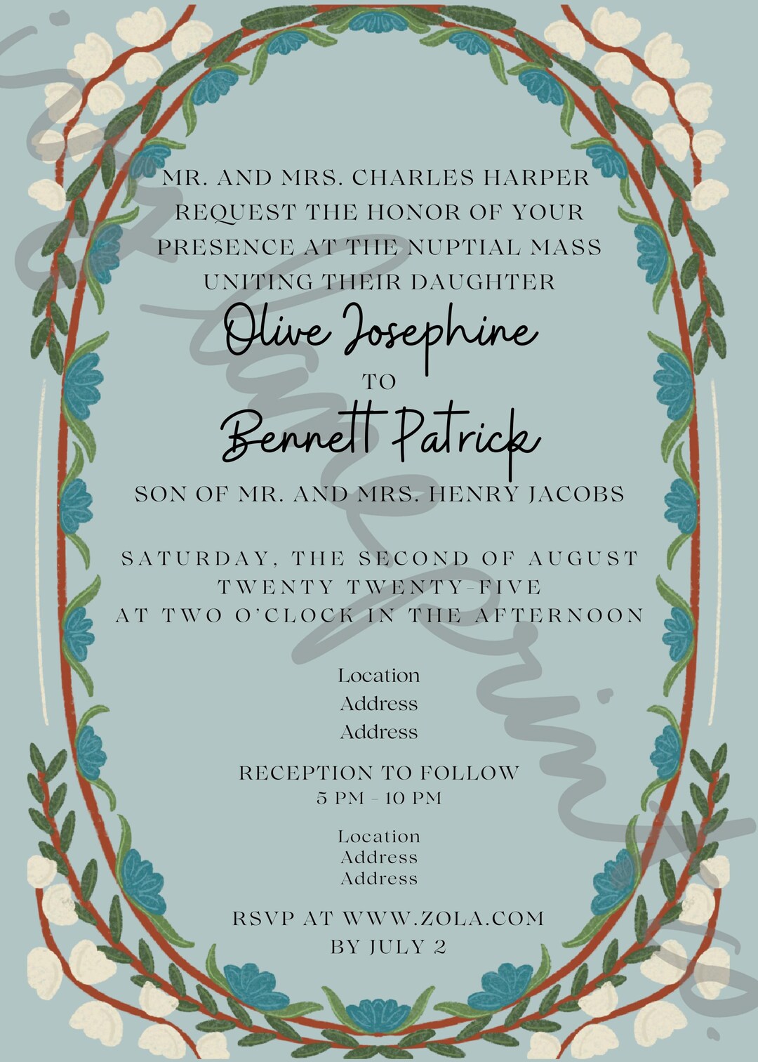 Marian Garden Catholic Invitation Template - Etsy