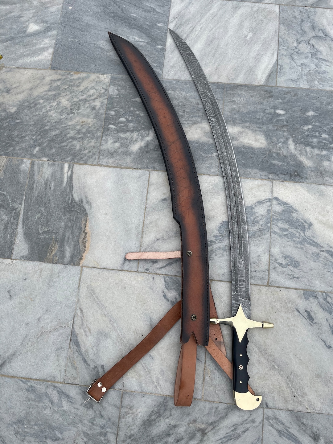 New Custom Handmade Damascus Steel Ertugrul Scimitar Arabic Turkish ...