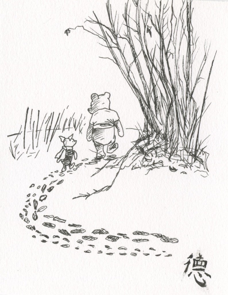 Winnie the Pooh Taoist Ink Drawing, Cute Zen Buddhism Pooh Bear Artwork ...