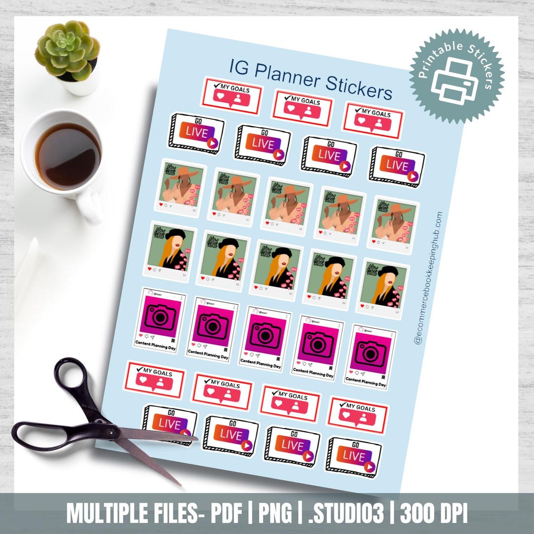 Printable Stickers for Your Social Media Planner. Cute Instagram ...