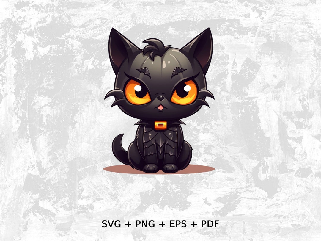 Cartoon Mad Cat Halloween SVG PNG EPS, Commercial Use Clipart Vector ...