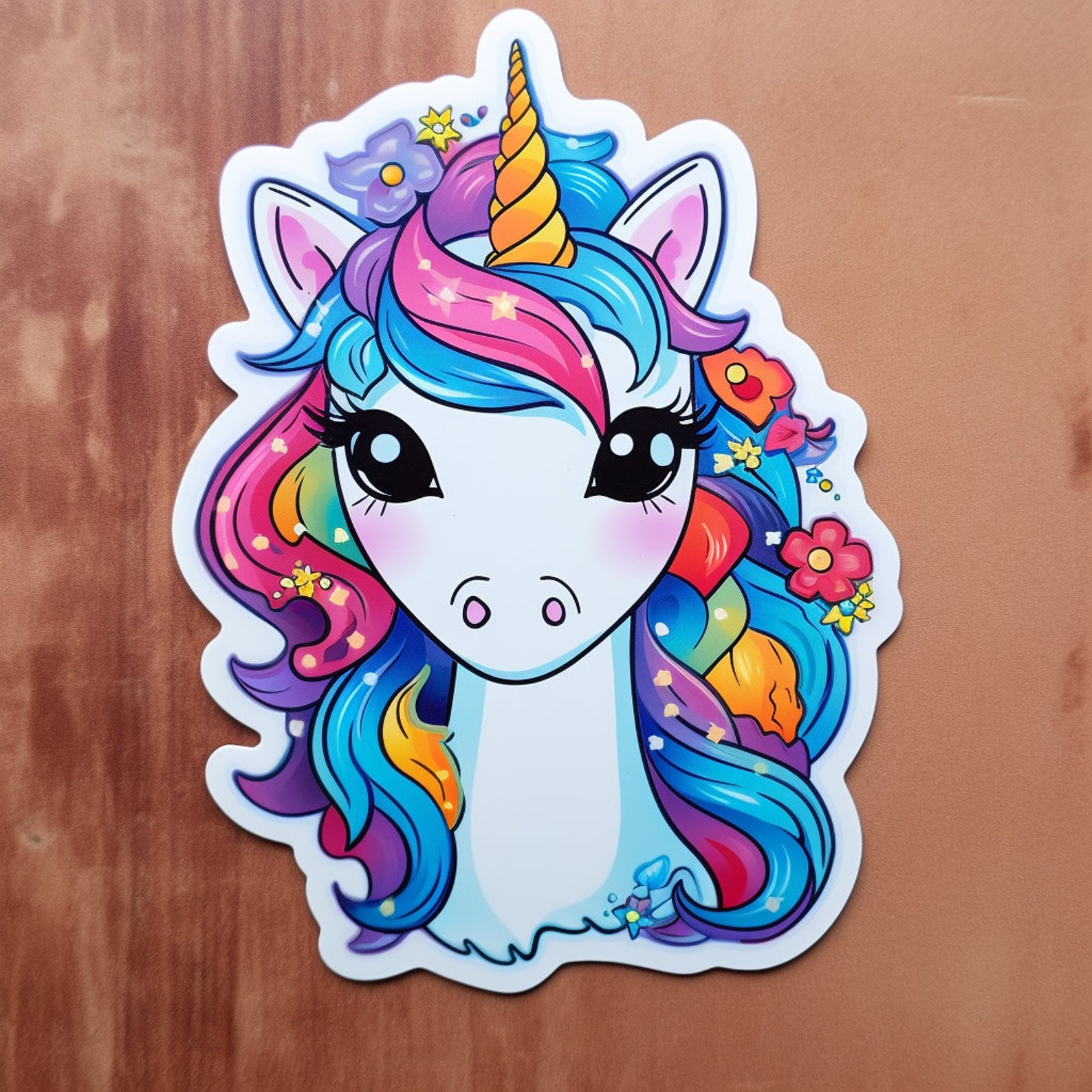 Rainbow Unicorn Printable Stickers, Rainbow Unicorn Clip Art, Unicorn ...