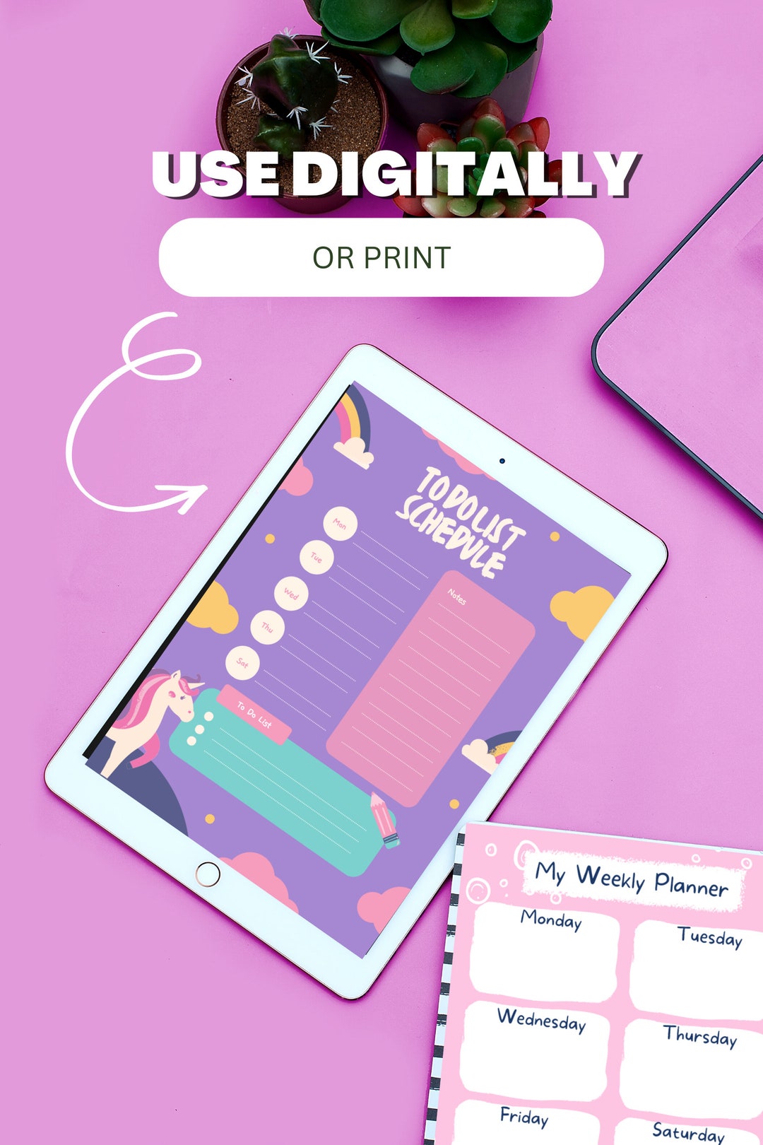 Pink Kids Weekly & Daily School Planner Printable PDF Digital Schedule ...