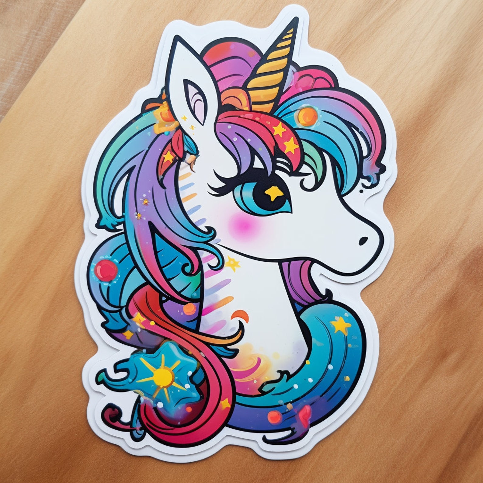 Rainbow Unicorn Printable Stickers, Rainbow Unicorn Clip Art, Unicorn ...