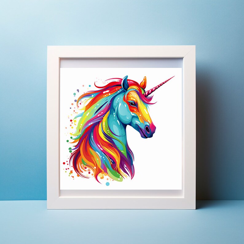 Unicorn Digital Art for Kids Printable Stickers Clip Art & - Etsy